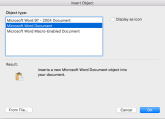 How to insert Word documents in Excel 2019 / 2016 spreadsheets?