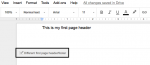 Show headers on first page only in Word and GoogleDocs