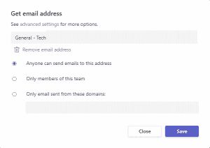 How to send an email to and from Microsoft teams channels?