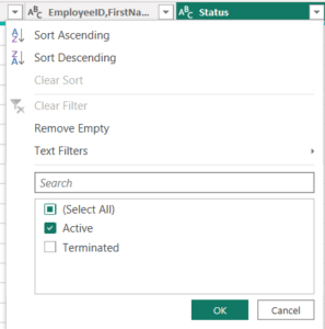 How to remove rows based on value in Power Query?