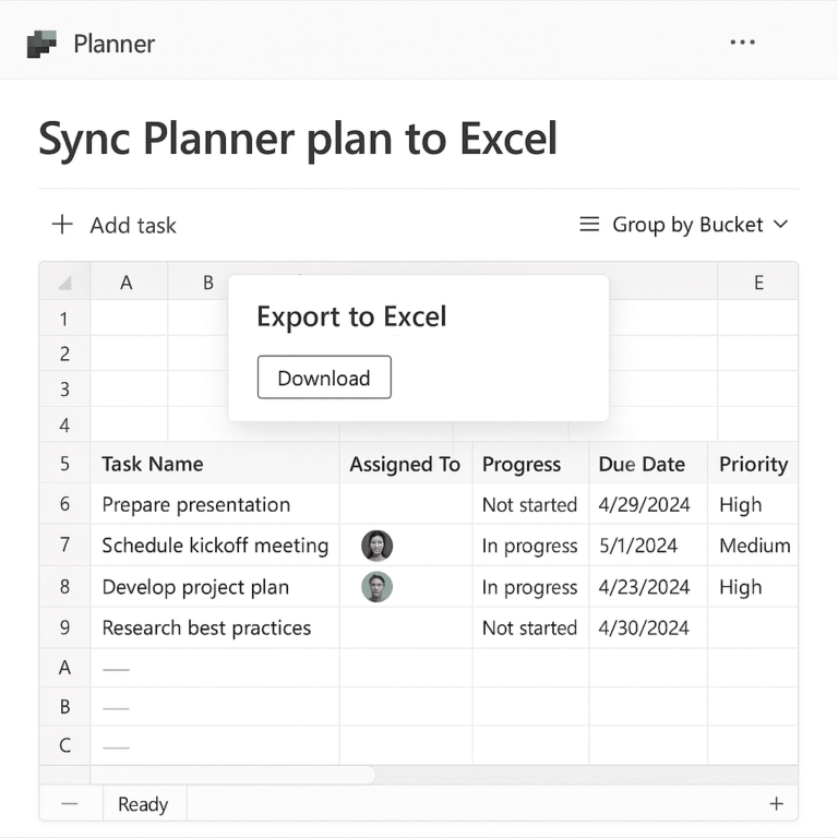 How to connect Microsoft Planner and Excel for task mgmt?