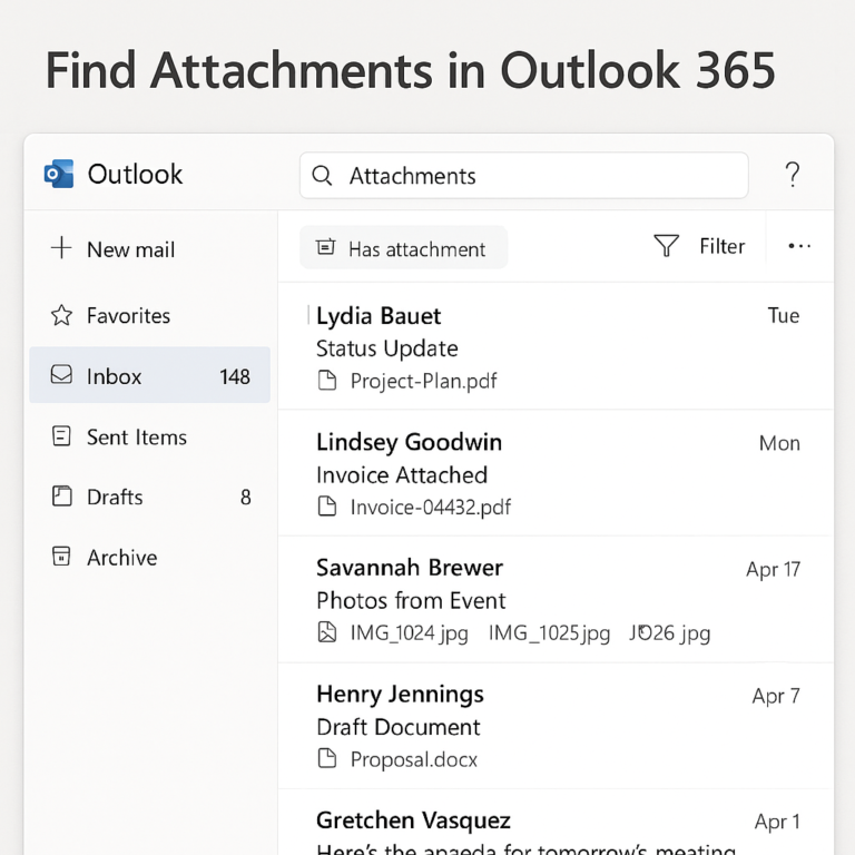 How to find file attachments in Microsoft Outlook 365?