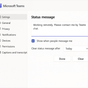 How to set a custom status message in Microsoft Teams?