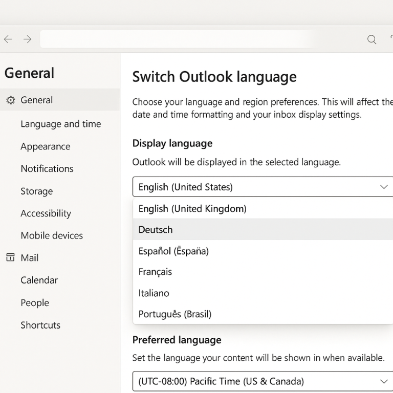 How to change the language on Outlook emails?