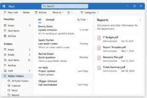 How to find public folders in MS Outlook mail?