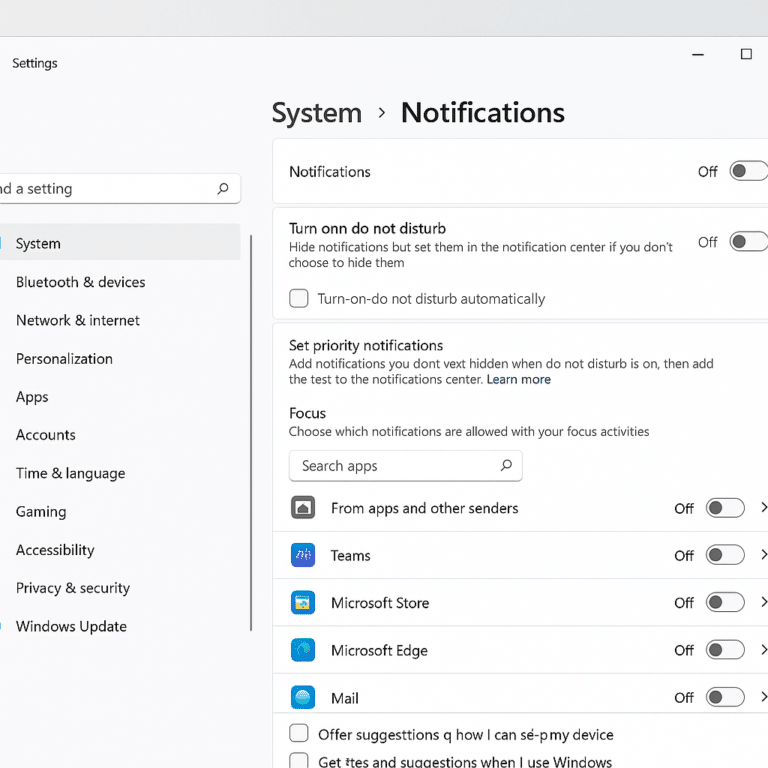 How to stop notifications and messages in Windows 11?