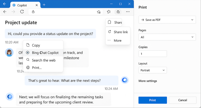 How to export Microsoft Copilot chat conversations?