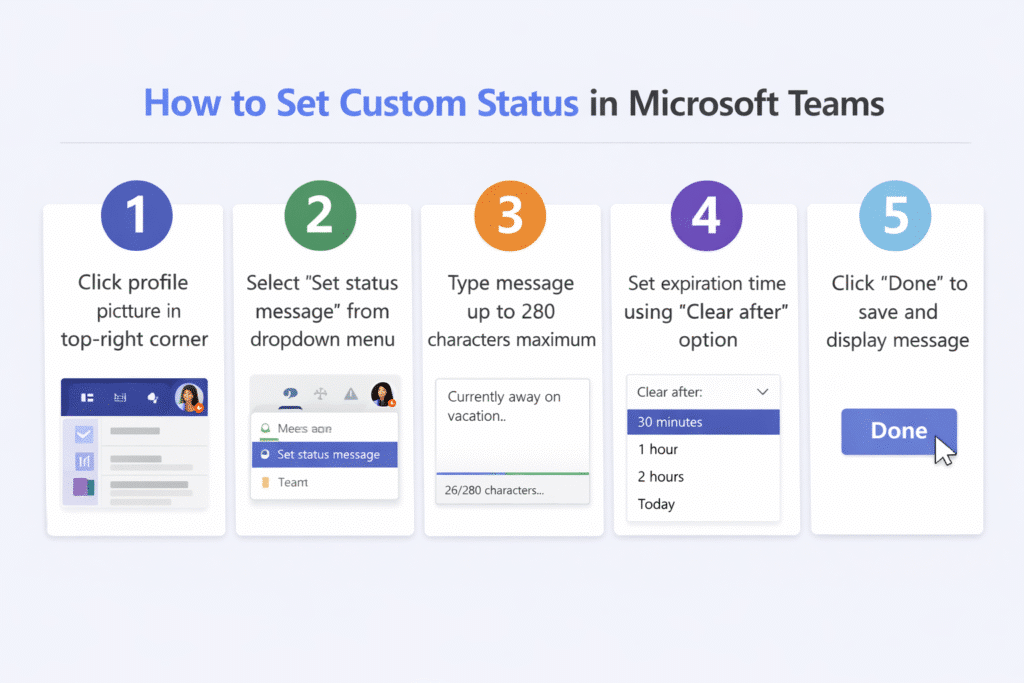 How to set a custom status message in Microsoft Teams?