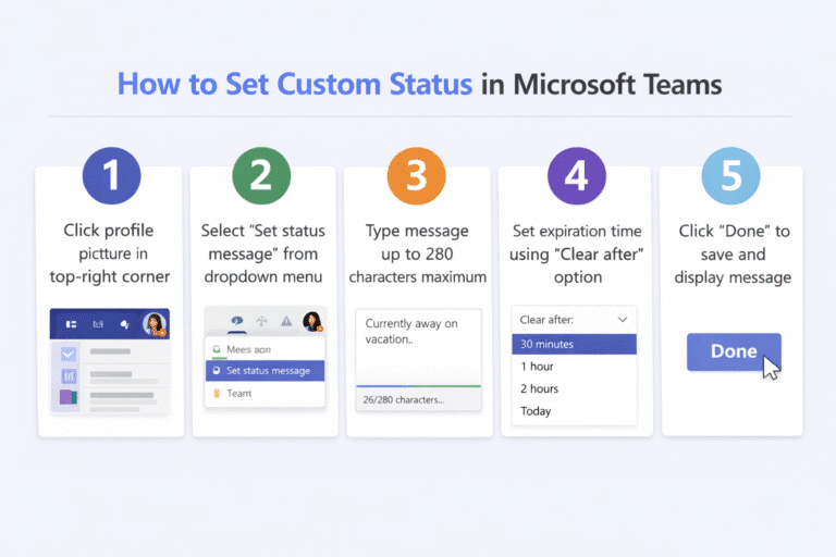 How to set a custom status message in Microsoft Teams?