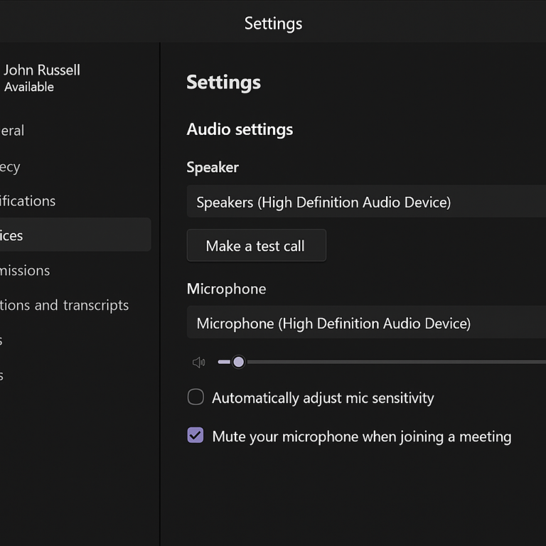 How to enable Microsoft Teams microphone by default?