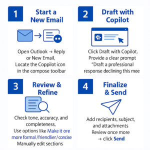 How to use Copilot to draft email responses efficiently?