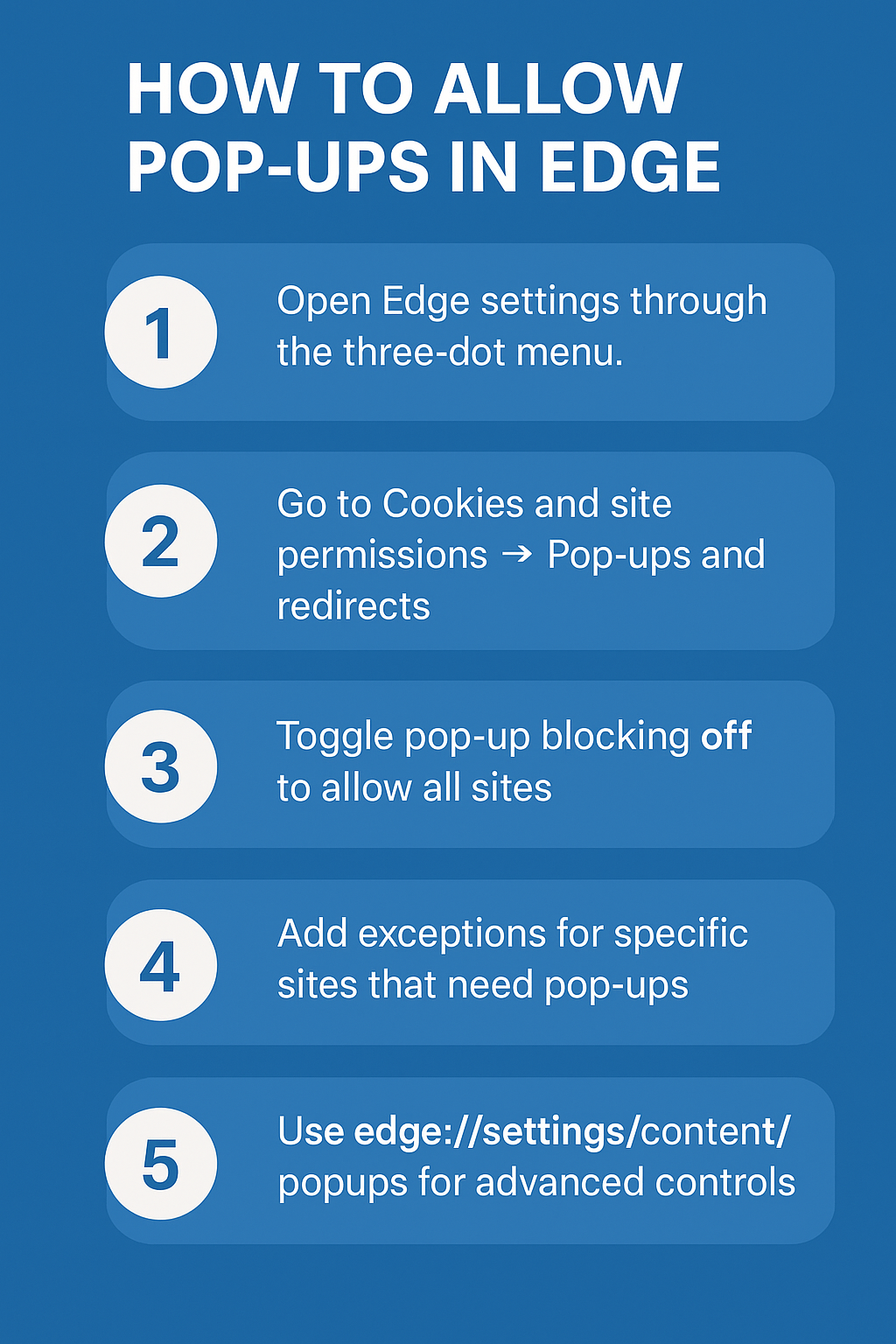 How to disable Microsoft Edge pop up blocker?