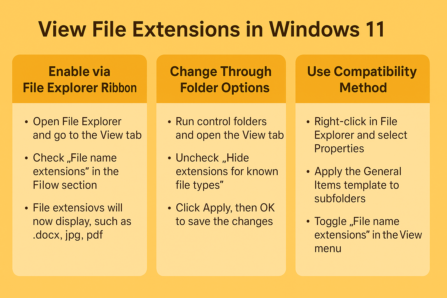How to show file extensions in Windows 11 file explorer?