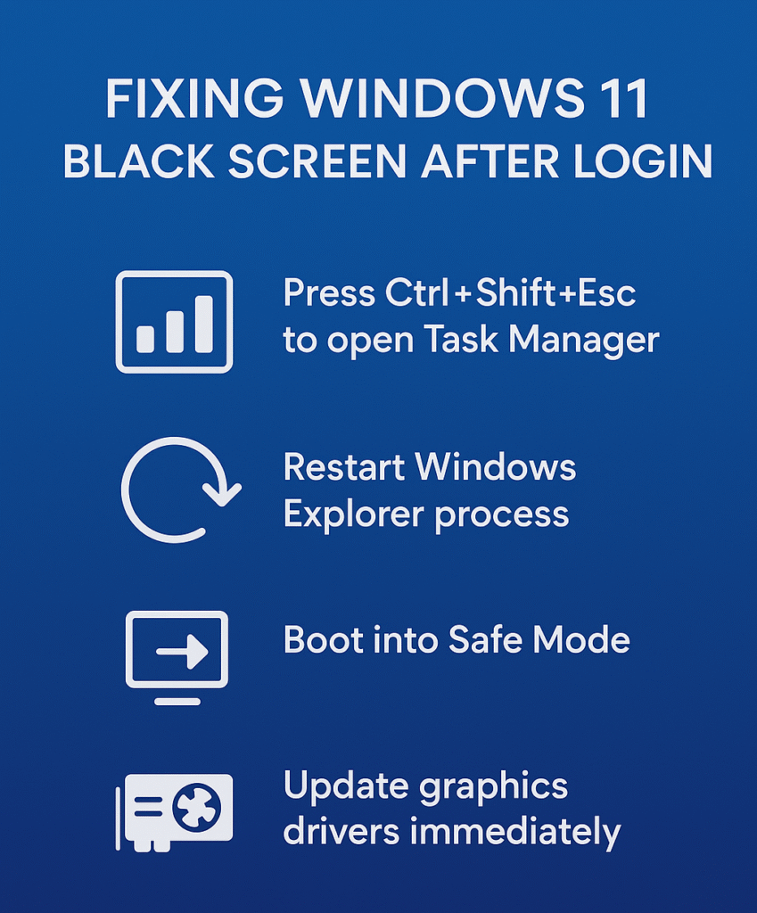 How to fix Windows 11 black screen after login and startup?
