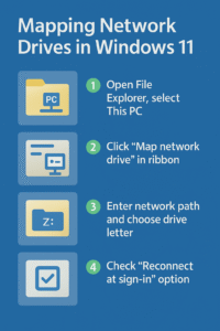 How to map a network drive in Windows 11 for easier file access?