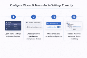 How to set Teams audio settings when not saved?