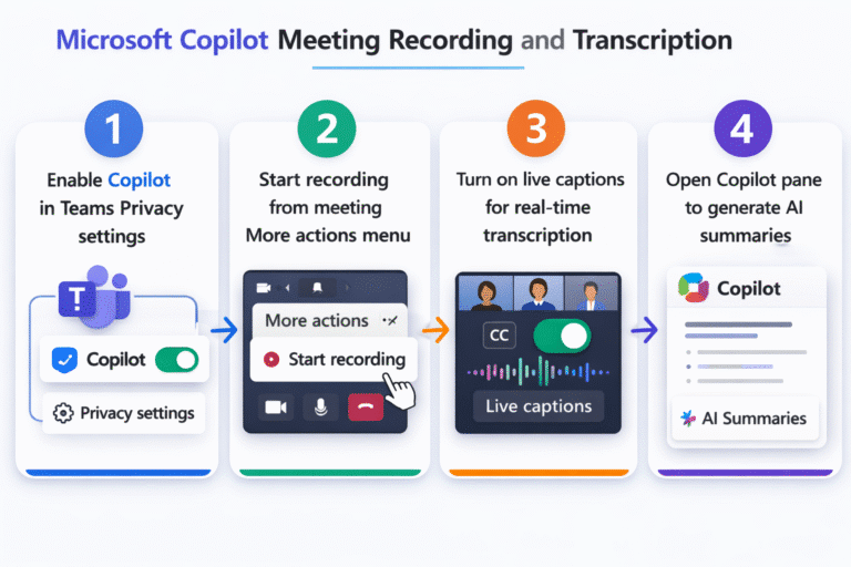 How to use Microsoft Copilot for recording meetings and transcription?