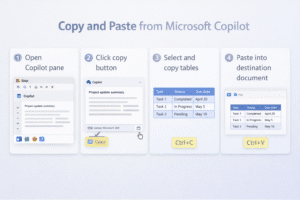 How to copy and paste from Copilot in Microsoft 365?