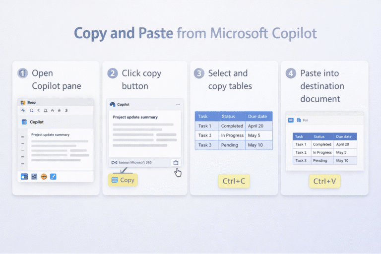How to copy and paste from Copilot in Microsoft 365?