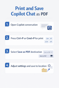 How to print Copilot chat and save conversations as PDF??
