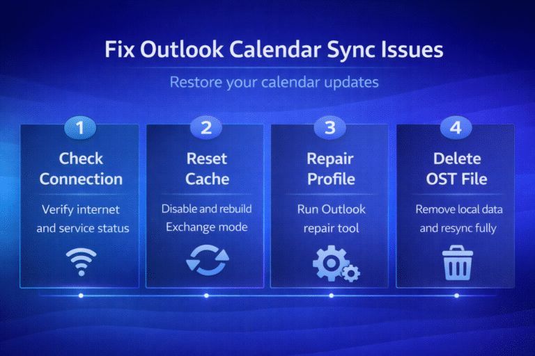 Outlook calendar not updating or loading — how to fix it