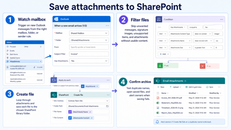 Save Outlook attachments to SharePoint with Power Automate | EasyTweaks.com